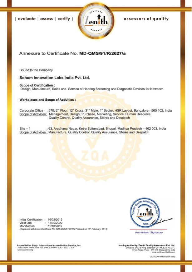 Quality Certificates « Sohum Innovation Lab
