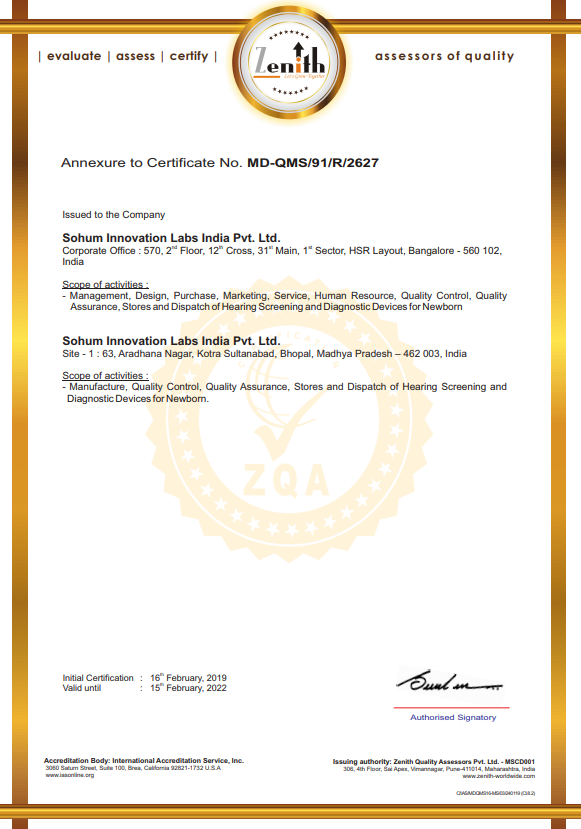 Quality Certificates « Sohum Innovation Lab
